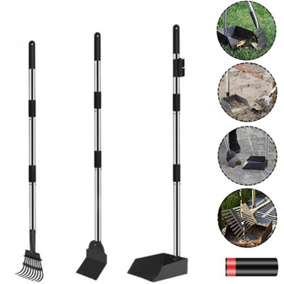 Scooper Pet Poop Scoop Tray Rake 106cm Long Handle Garden Cleaning Set