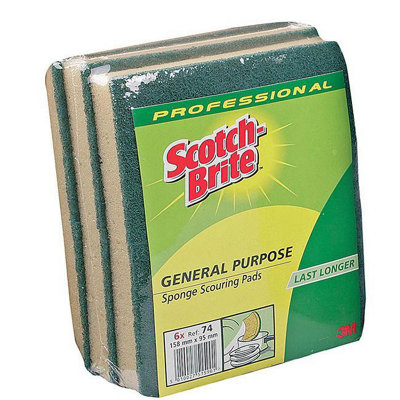 Scotch-Brite No 74 Professional General Purpose Sponge Scourer 6pk One ...