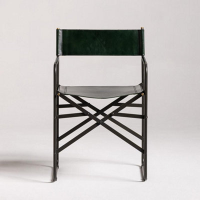 Scout Directors Chair Green Real Retro Leather Seat Metal Industrial ...