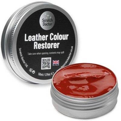 Scratch Doctor Leather Colour Restorer, Recolouring Balm for faded and worn leather 50ml Red