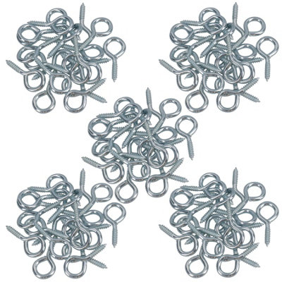 Screw Eye Hooks Fasteners Picture Curtain Hanger 8mm Hook 28mm Length 100pc