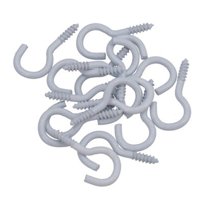 Screw Hook Fasteners Hangers White Plastic Finish 10mm Dia 30mm length ...