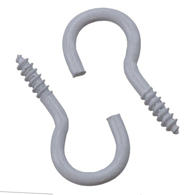 Screw Hook Fasteners Hangers White Plastic Finish 10mm Dia 30mm length 16pc