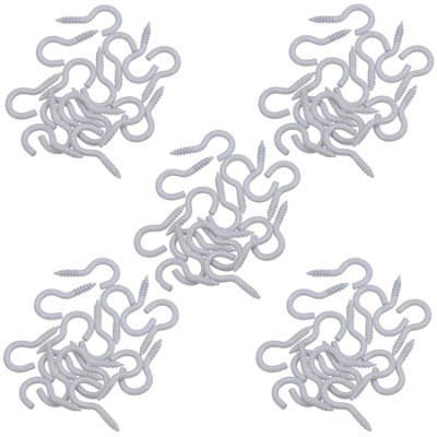 Screw Hook Fasteners Hangers White Plastic Finish 8mm Dia 25mm length ...