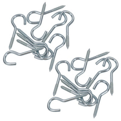 Screw Hook Fasteners Hangers Zinc Coated Finish 12mm Dia 45mm length 20pc