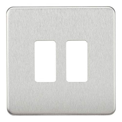Screwless 2G grid faceplate - brushed chrome