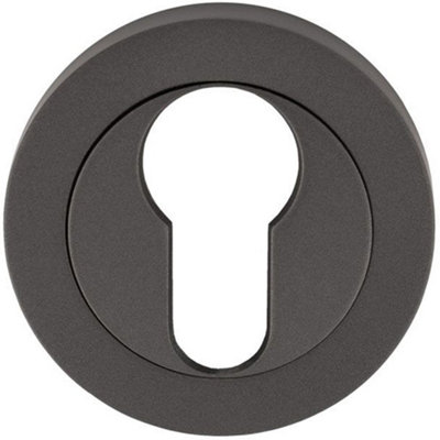 Screwless Round EURO Profile Escutcheon - Anthracite 50mm Door Key Plate