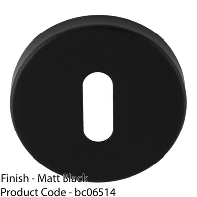 Screwless Round Standard Lock Profile Escutcheon Matt Black 52mm Door ...