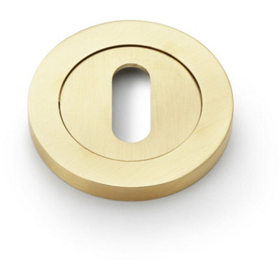 Screwless Round Standard Profile Escutcheon Satin Brass PVD 50mm Lock ...