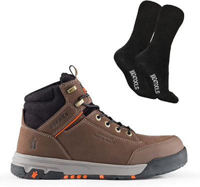 Scruffs Switchback 3 Safety Boots and Work Socks Brown Size 10 | DIY at B&Q