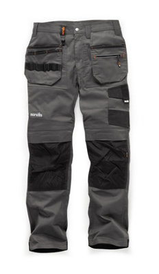 Scruffs Trade Flex Work Trousers Grey Hardwearing - 38in Waist, 30in Leg