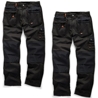 Scruffs WORKER PLUS TWIN PACK Black Work Trousers with Holster Pockets Trade Hardwearing - 36in ...