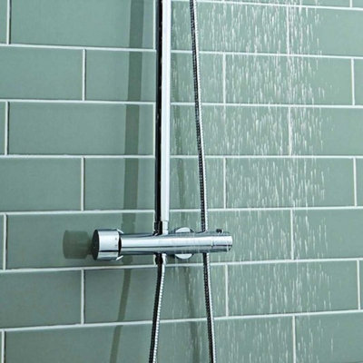 SCUDO MARCO OVAL TELESCOPID RIGID RISER SHOWER KIT WITH THERMOSTATIC ...