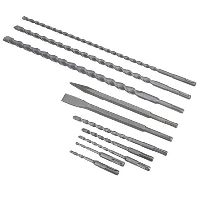 SDS Plus Shank Masonry Drill And Chisel Bit Set Tungsten Carbide Tips 10pc