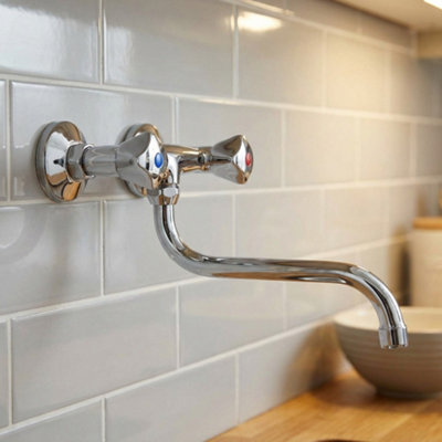 Sea-Horse Basin 'S' Spout Chrome Mixer Tap Sink Faucet Classic Two ...