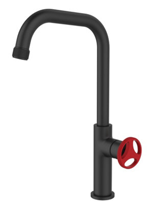 Sea-Horse Kitchen Mixer Tap Sink Faucet Black Finishing with Red Handle ...