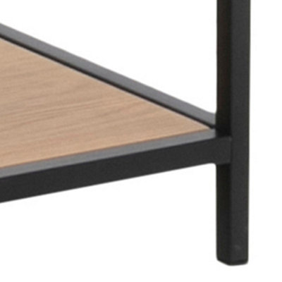 Seaford Black Metal Large Asymmetrical Bookcase with 5 Oak Shelves