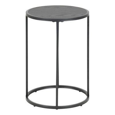 Seaford Black Metal Small Round Side Table with Black Top