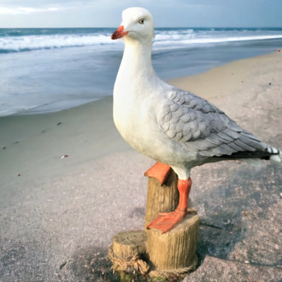 Seagull on post figurine indoor or outdoor ornament or nautical ...