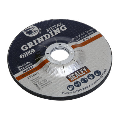 Sealey 125 x 6mm Grinding Disc Aluminium Oxide 22mm Bore Multicolour ...