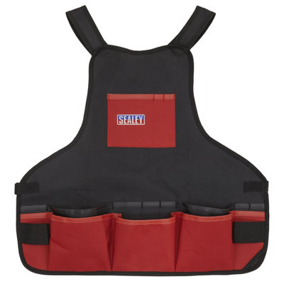 Sealey 16 Pocket Mechanics Tool Apron Workshop Organiser Storage Red ...