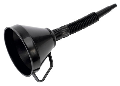 Sealey 160mm Funnel With Flexible Spout & Internal Mesh Filter Black F6