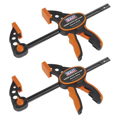 Sealey 2 Pieces 150mm Quick Bar Clamp Spreader Set Heavy Duty TPR Grip ...