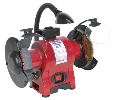 Sealey 230V Bench Grinder 150mm & Wire Wheel Combination W/ Work Light ...