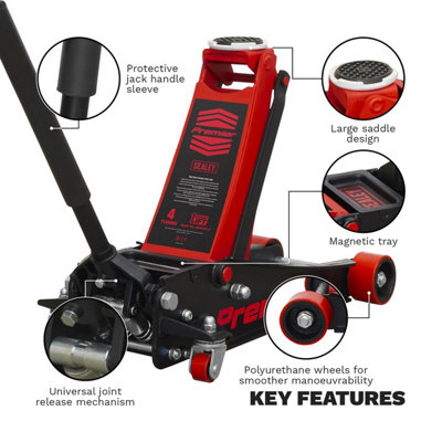 Sealey 4040AR Premier Low Profile Trolley Jack with Rocket Lift 4 Tonne ...