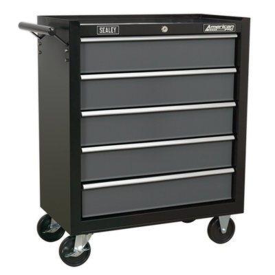 Sealey 5-Drawer Rollcab With Ball-Bearing Slides & Two Keys - Black ...