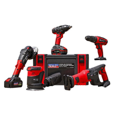 Sealey 5 x 20V SV20 Series Cordless Tool Combo - 2 Batteries CP20VCOMBO2