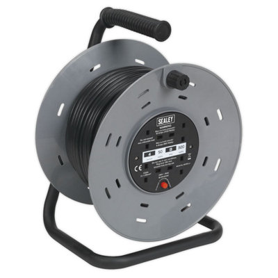 Sealey 50 Metres Cable Reel Extension With Thermal Trip 4 x 230V ...