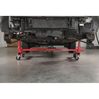 Sealey 900kg Adjustable 2-Post Vehicle Moving Dolly Steel Frame Red VMD001
