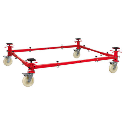 Sealey 900kg Adjustable 4-Post Vehicle Moving Dolly Steel Frame Red VMD002