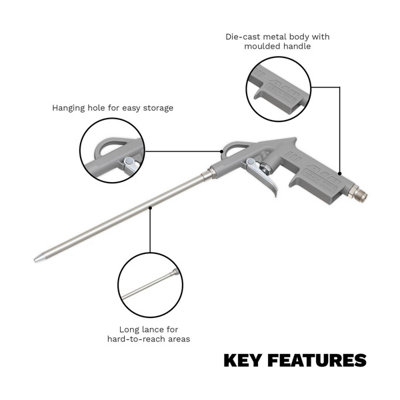 Sealey Air Blow Gun 200mm with 1/4"BSP Air Inlet SA919