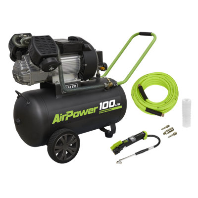 Sealey Air Compressor 100L Direct Drive 3hp & Air Accessory Kit ...