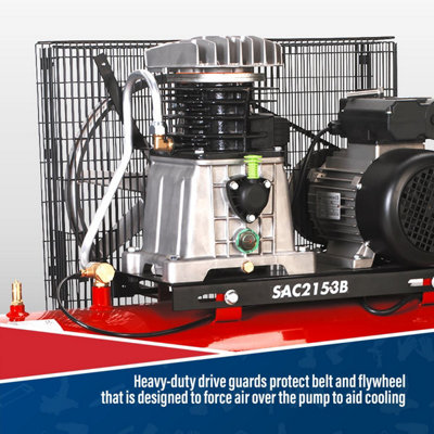 Sealey Air Compressor 150L Belt Drive 3hp with Cast Cylinders SAC2153B