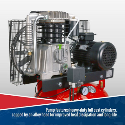 Sealey Air Compressor 270L Vertical Belt Drive 7.5hp 3ph 2-Stage with ...