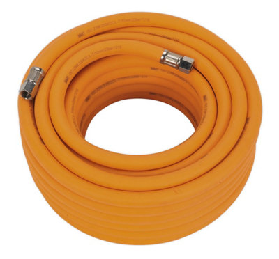 Sealey Air Hose 15m x 10mm Hybrid High-Visibility with 1/4"BSP Unions