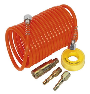 Sealey Air Hose Kit 5m x 5mm PE Coiled with Connectors