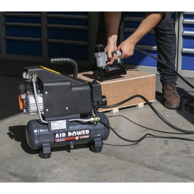 Sealey Air Nail/Staple Gun Kit including Air Compressor, Hose & Nailer ...