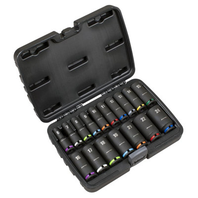 Sealey AK68219 Deep Impact Socket Set 3/8Sq Drive 17pc