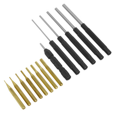 Sealey All-Purpose Punch Set 14 Pieces Long Drive Centre Brass Drive ...