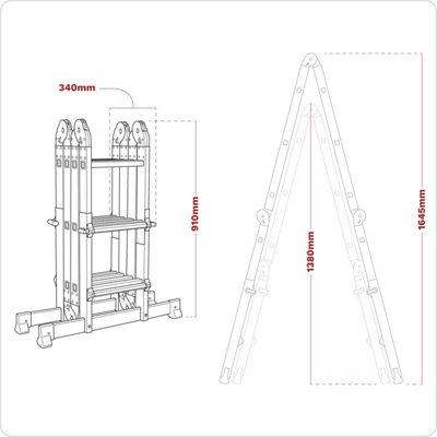 Sealey Aluminium Multipurpose Ladder EN 131 Adjustable Height AFPL2