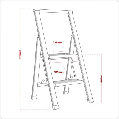 Sealey Aluminium Professional Folding Step Ladder 2-Step 150kg Capacity ...