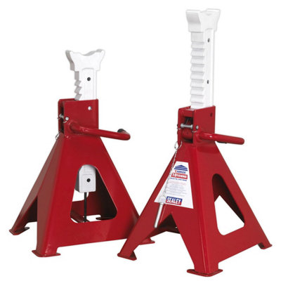 Sealey Axle Stands (Pair) 10 Tonne Capacity per Stand Auto Rise Ratchet ...