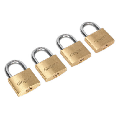 Sealey Brass Body Padlock With Brass Cylinder Keyed Alike Pack of 4 ...