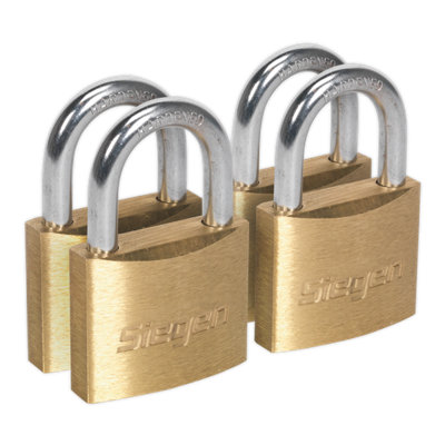 Sealey Brass Body Padlock With Brass Cylinder Keyed Alike Pack of 4 ...