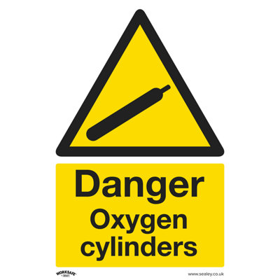 Sealey Danger Oxygen Cylinders Warning Safety Sign Self-Adhesive Vinyl ...