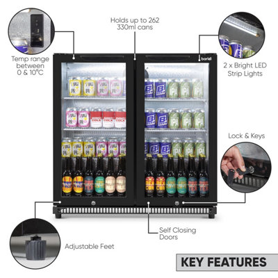 SEALEY DH272 BARIDI HINGED DOUBLE DOOR, BACK BAR DRINKS FRIDGE/COOLER ...